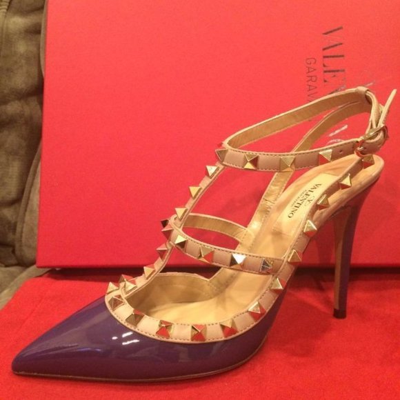 Valentino | Shoes | Valentino Rockstud Studded Purple Patent Leather ...
